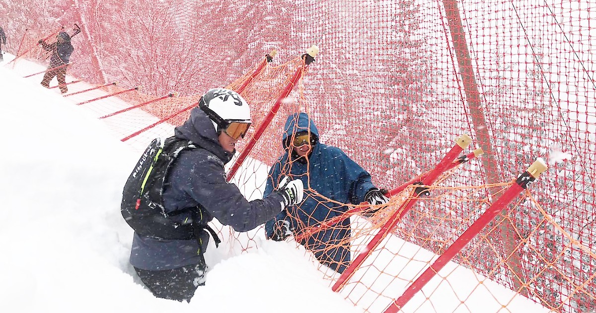 Nets are freed from snow